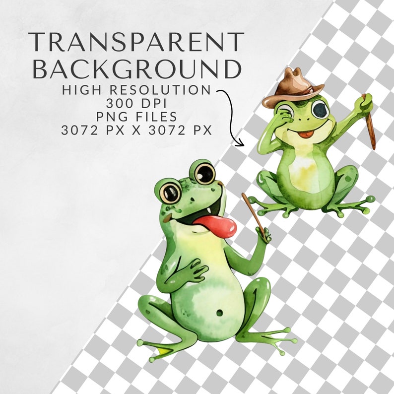 Watercolor Funny and Cute Frog Clipart for Commercial Use: Frogs ...