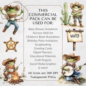 Western Cowboy Frog Clipart Pack for Commercial Use, Boy Party, Cute ...