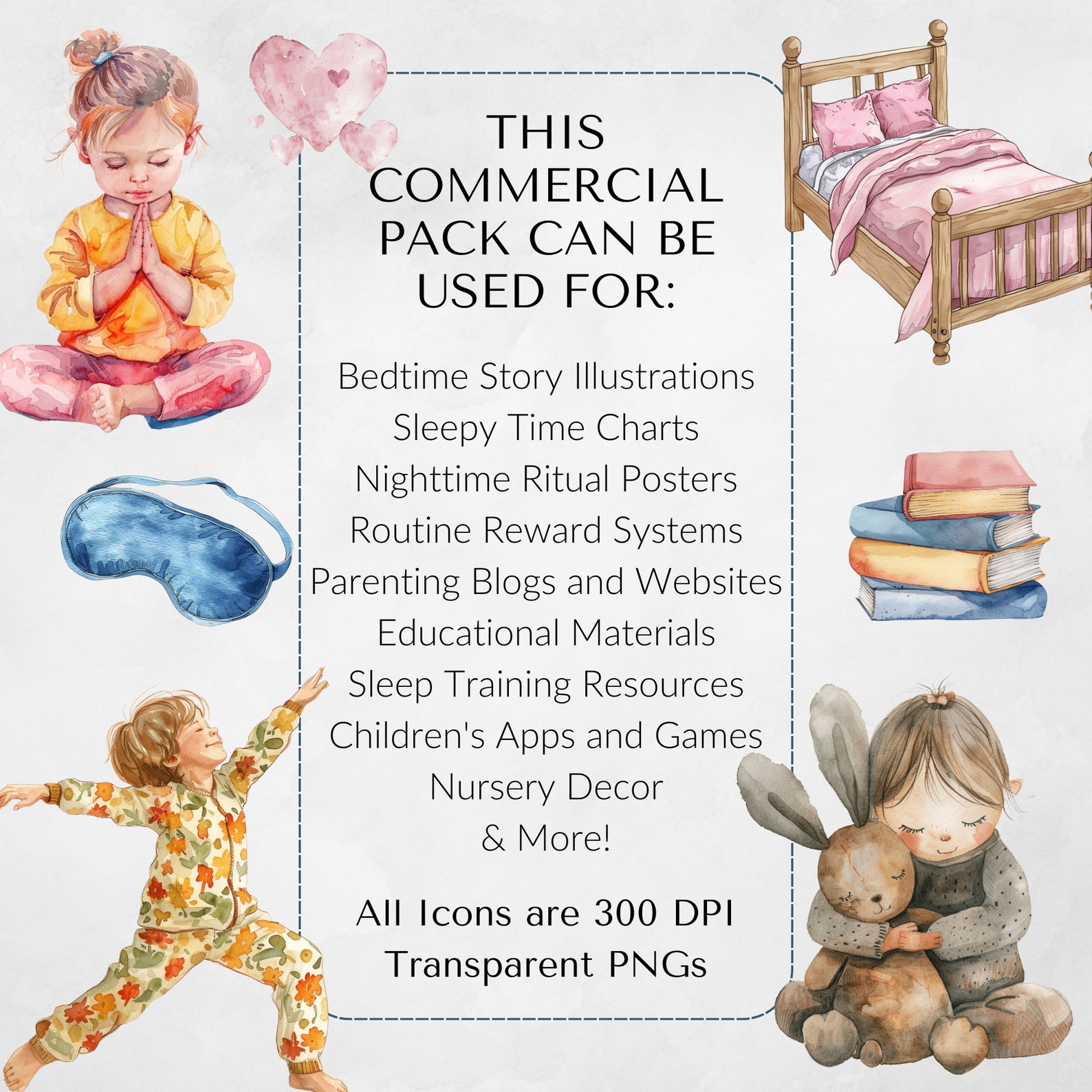 Kids Night Routine Clipart Commercial Use, Children's Bedtime ...