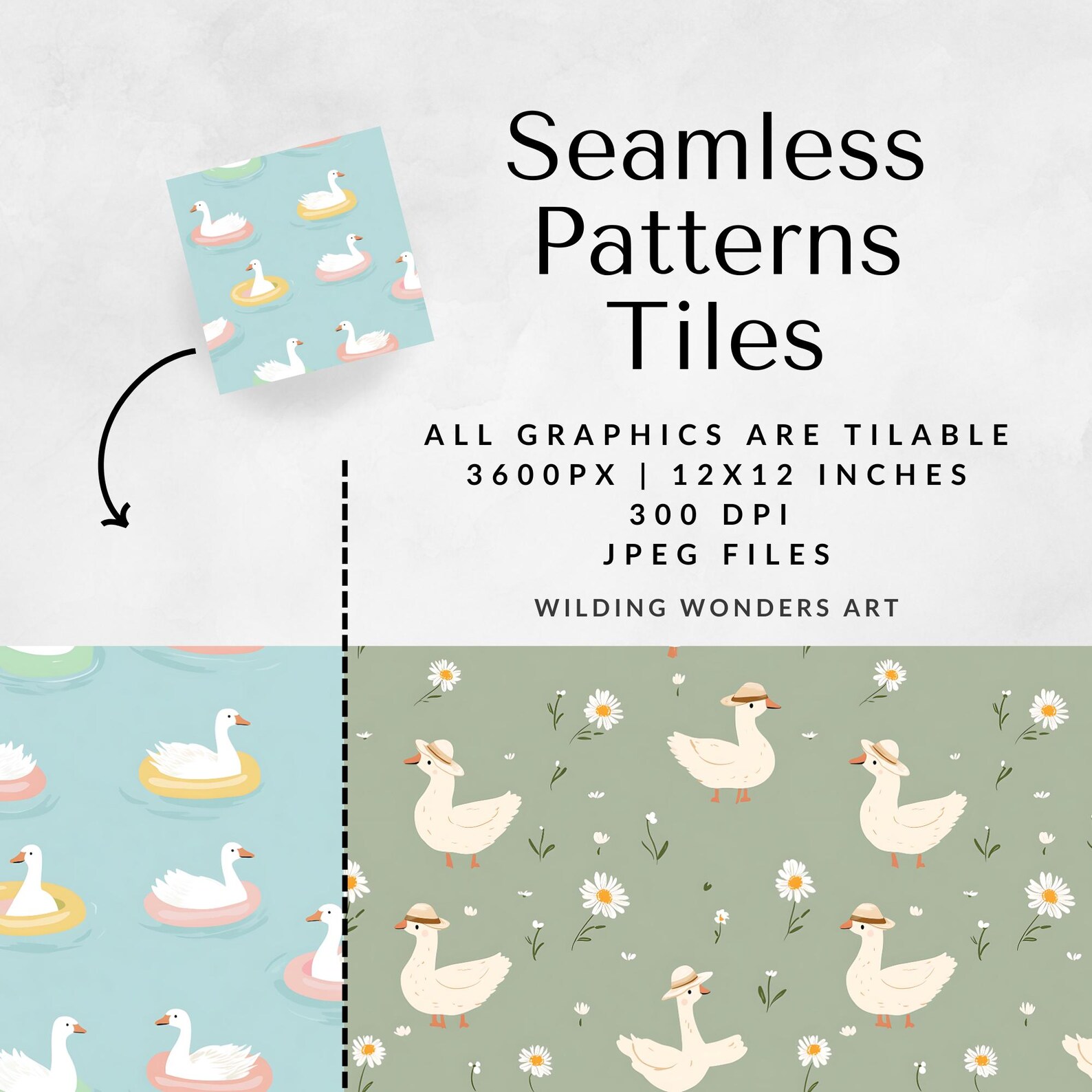 Summer Goose Seamless Pattern Backgrounds, Silly Goose, Coquette ...
