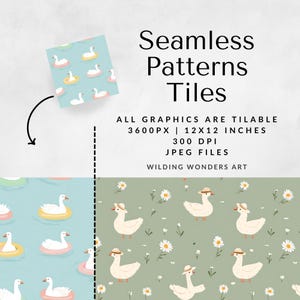 Summer Goose Seamless Pattern Backgrounds, Silly Goose, Coquette ...