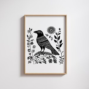 Nordic Folk Art Crows Clipart Pack for Commercial Use, Scandinavian Png ...