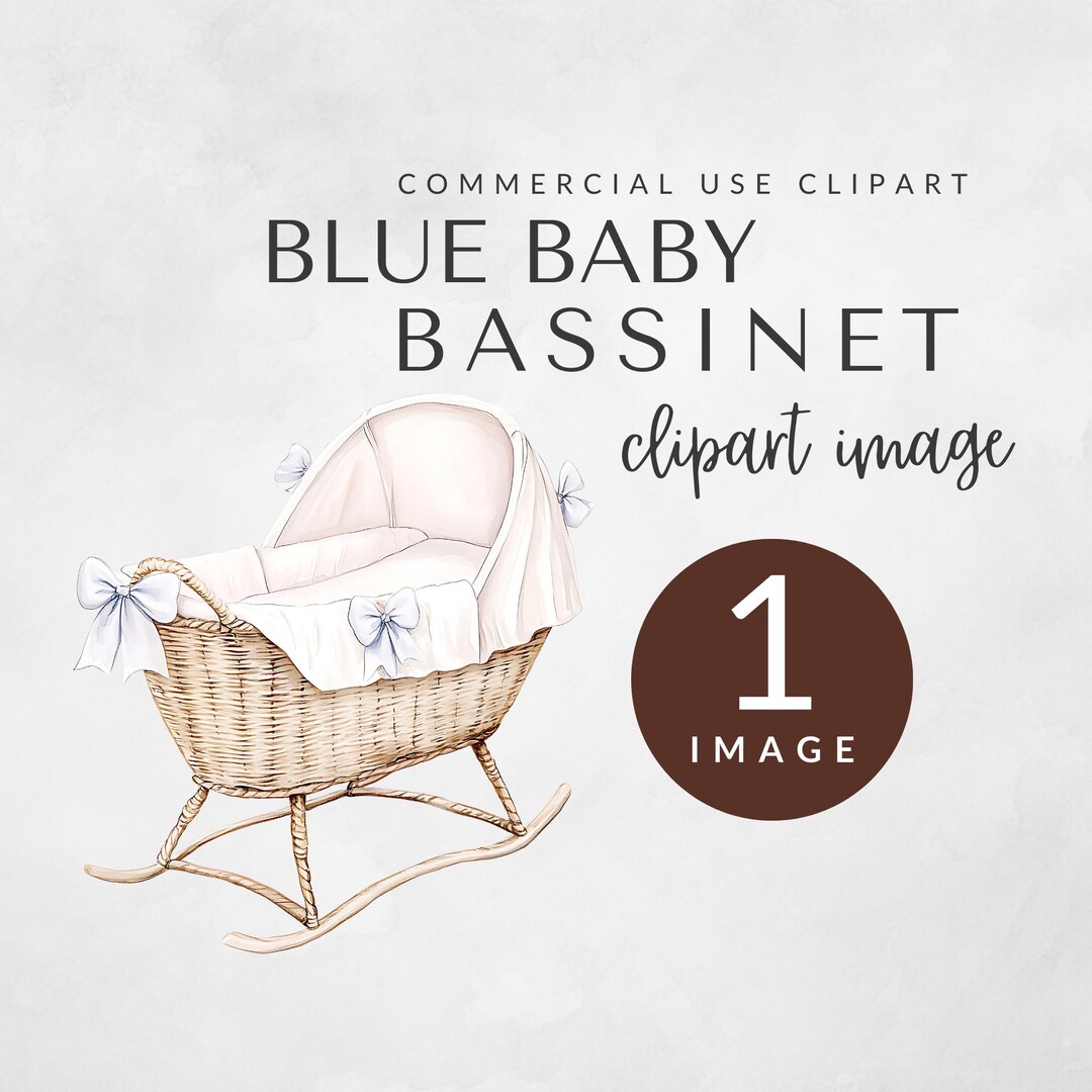 Blue Baby Bassinet Clipart Pack for Commercial Use, Watercolor Baby ...