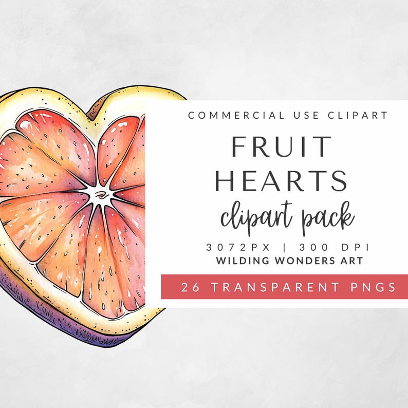 Heart Fruit Clipart Pack for Commercial Use, Valentine Clipart ...