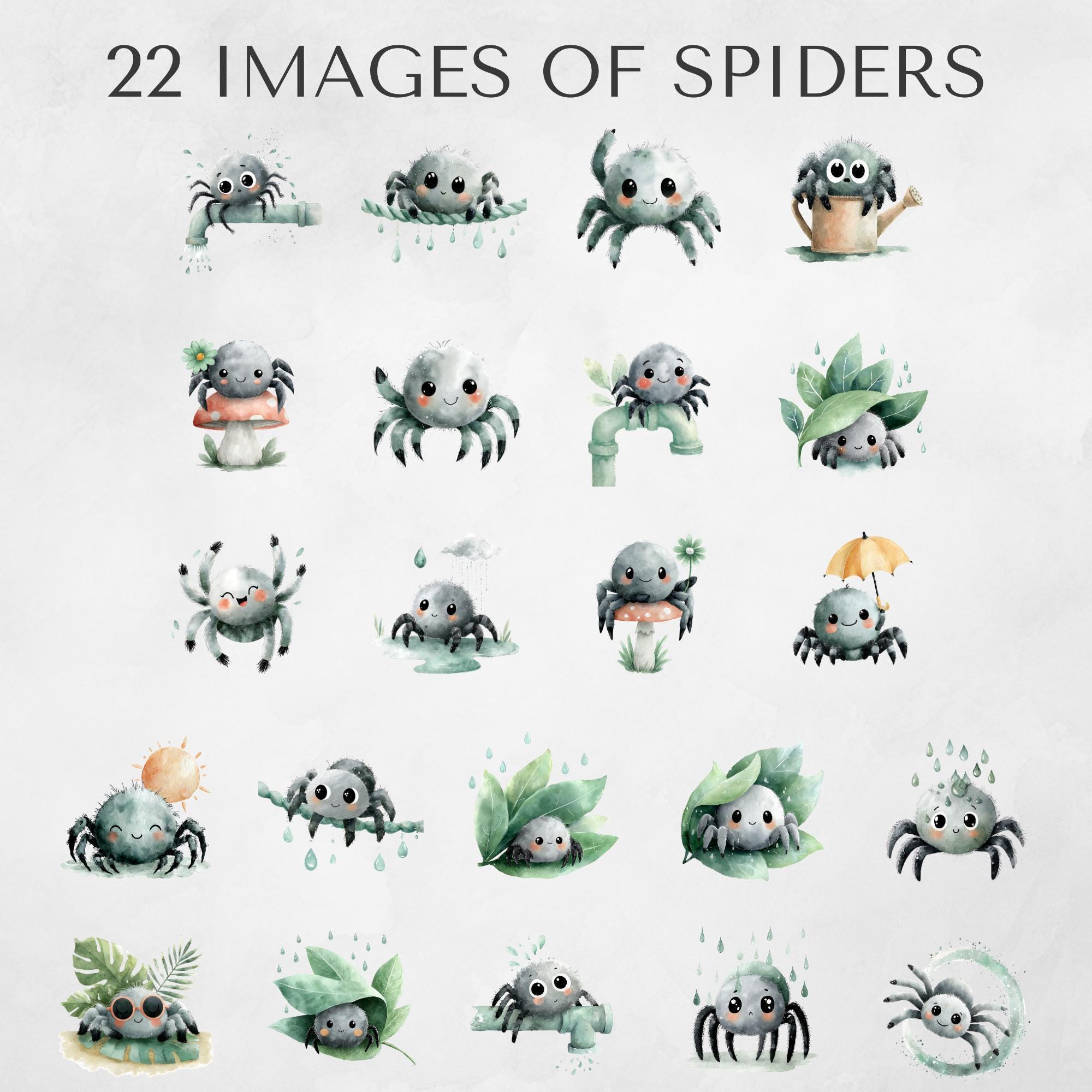 Itsy Bitsy Spider Clipart Pack for Commercial Use, Nursery Rhyme Art ...