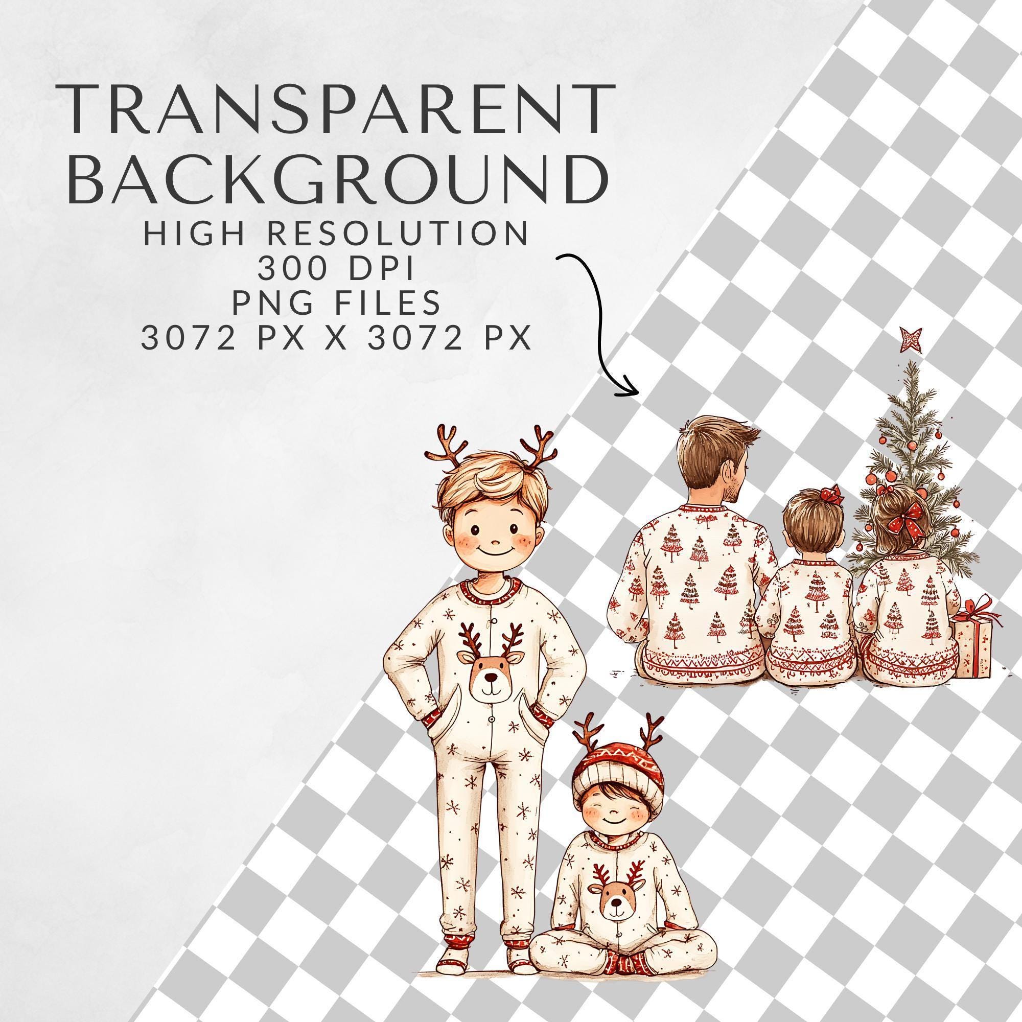 Christmas Pajamas Clipart Pack for Commercial Use, Cozy Family Pajamas ...