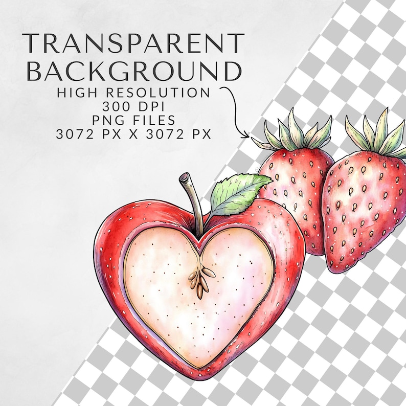 Heart Fruit Clipart Pack for Commercial Use, Valentine Clipart ...