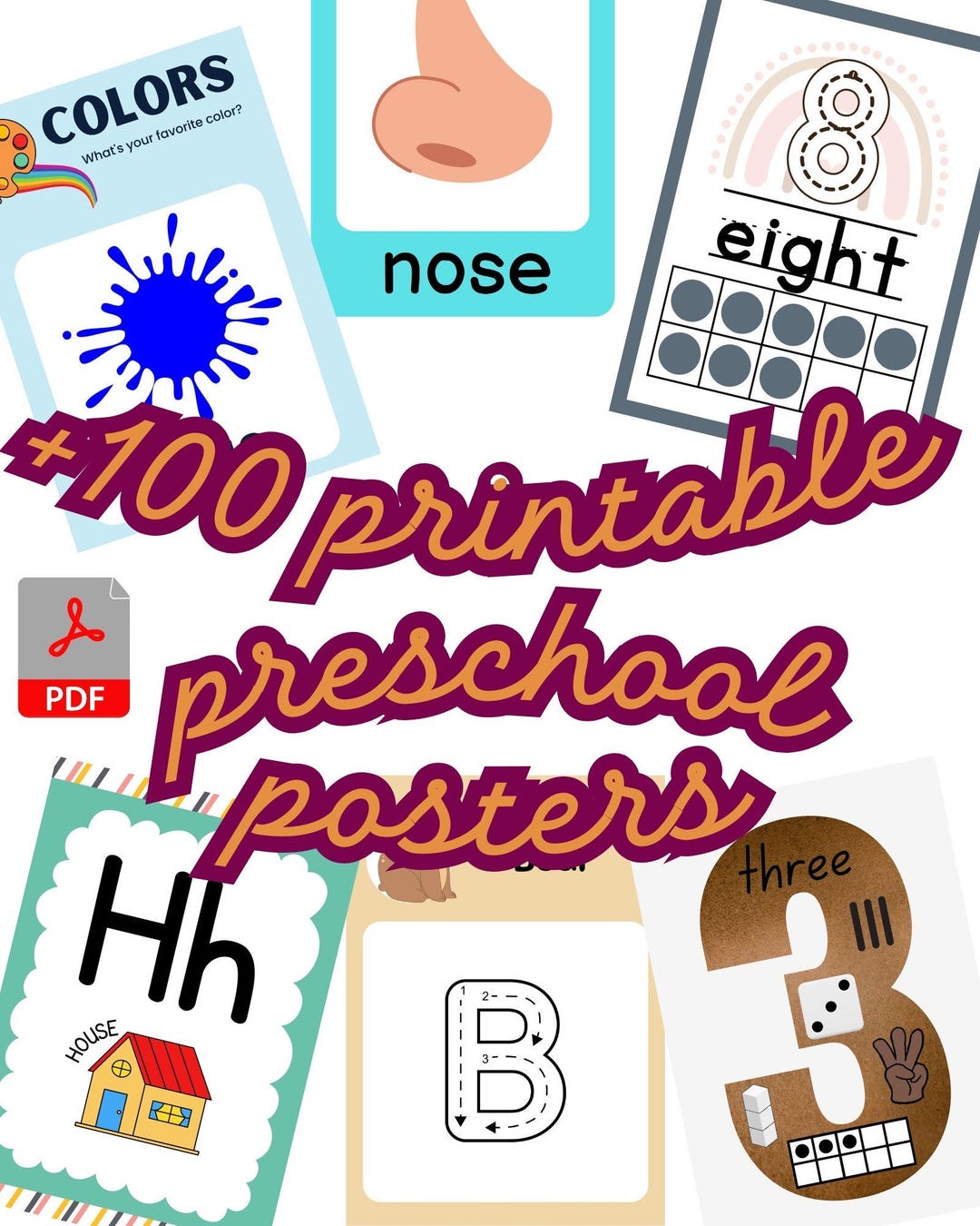 100+ Printable Preschool Posters | Alphabet, Numbers, Colors, Shapes ...