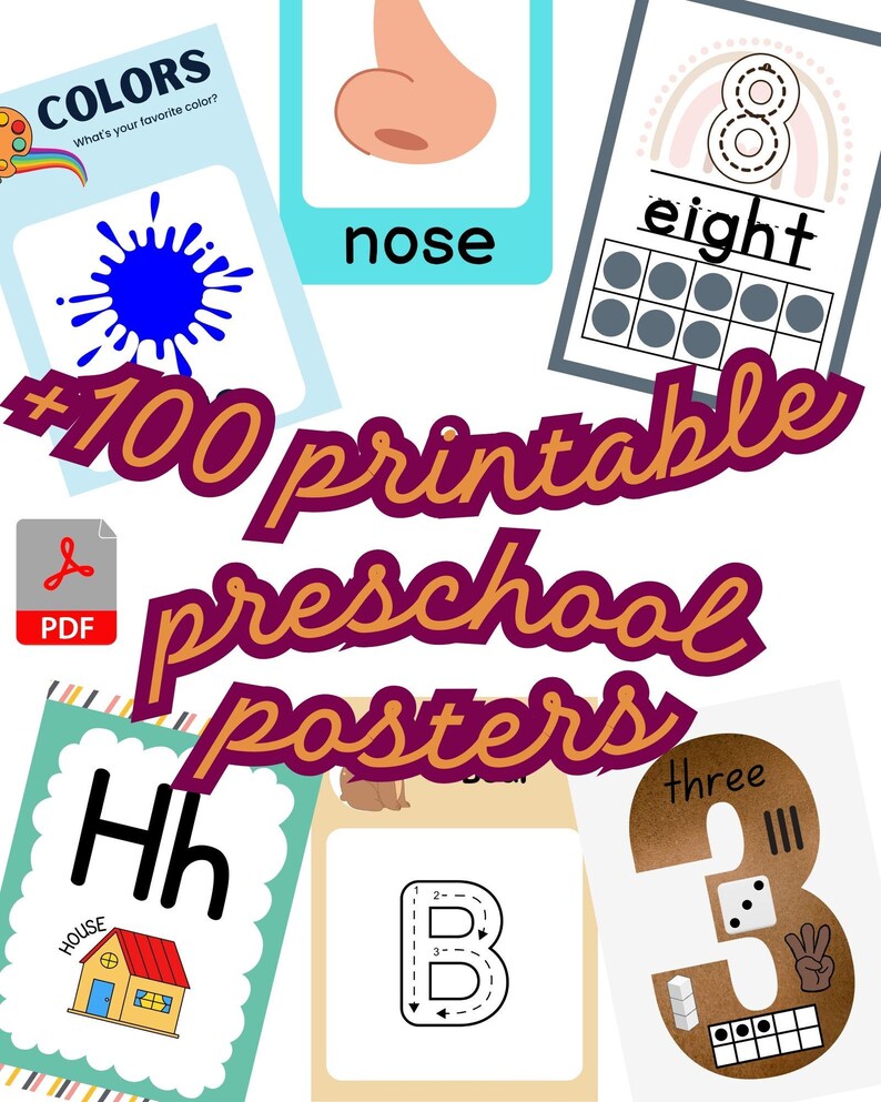 100+ Printable Preschool Posters | Alphabet, Numbers, Colors, Shapes ...