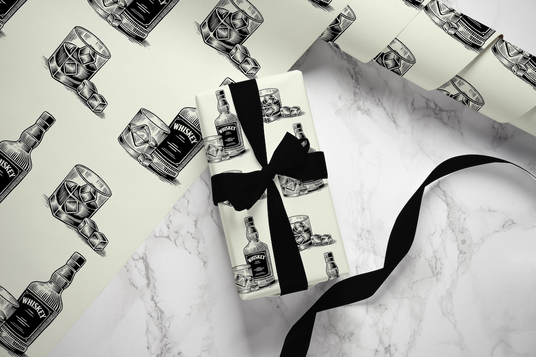 Whiskey Gift Wrapping Paper: Elegant Alcohol Enthusiast Gift Wrap - Etsy