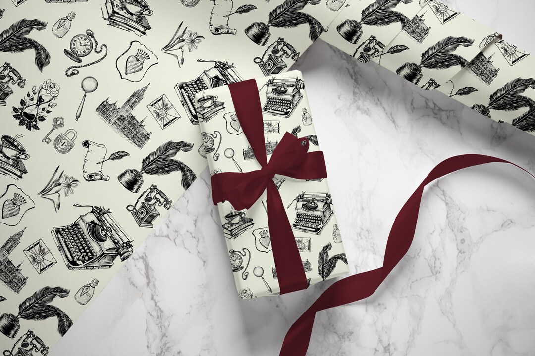 Vintage Typewriter Toile Gift Wrapping Paper - Etsy