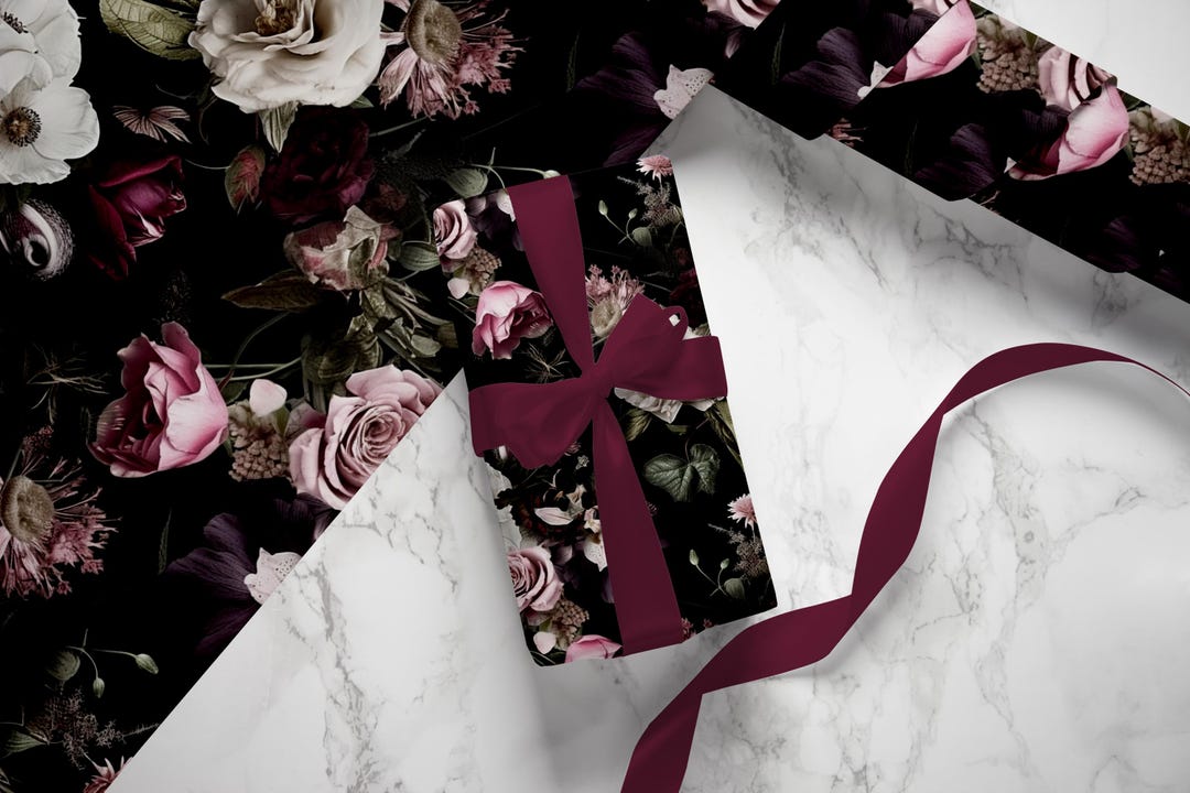 Gothic Rose Gift Wrap: Dark Victorian Floral Wrapping Paper - Etsy