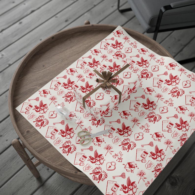 Vintage Love Letter Wrapping Paper: Cupid & Love Birds Design - Etsy