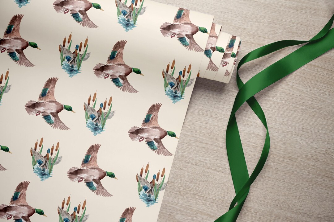 Duck Gift Wrap, Hunting Wrapping Paper, Father's Day Gift Wrap, Animal ...