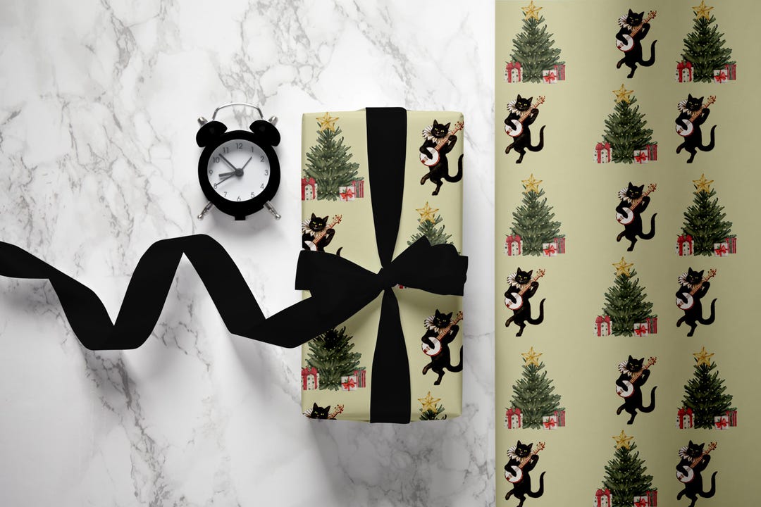 Cat Christmas Wrapping Paper - Cute Holiday Gift Wrap - Etsy