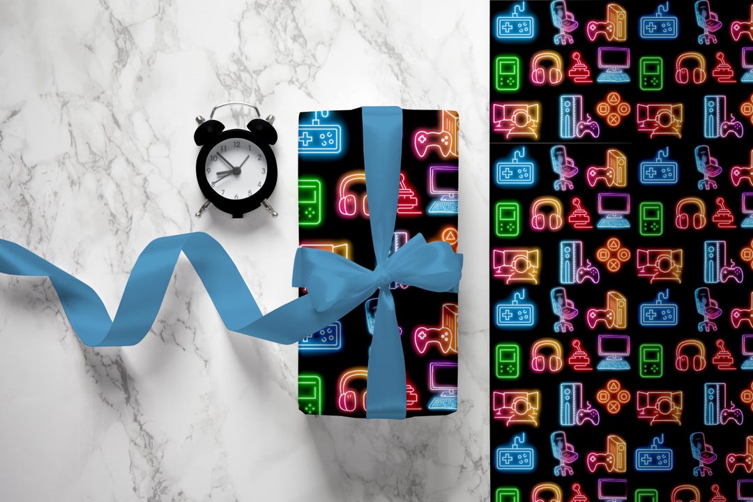Gamer Wrapping Paper, Video Game Gift Wrap, Geeky Gift Wrapping, Gaming ...