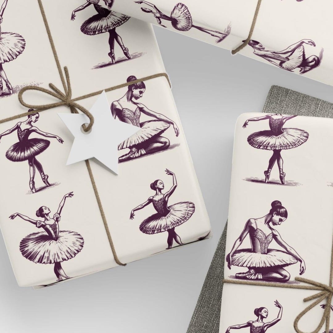 Purple Vintage Ballerina Wrapping Paper Gift Wrap Ballet Dance Theme ...