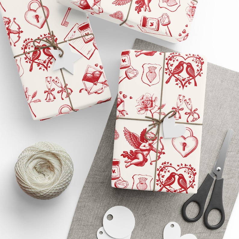 Vintage Love Letter Wrapping Paper: Cupid & Love Birds Design - Etsy