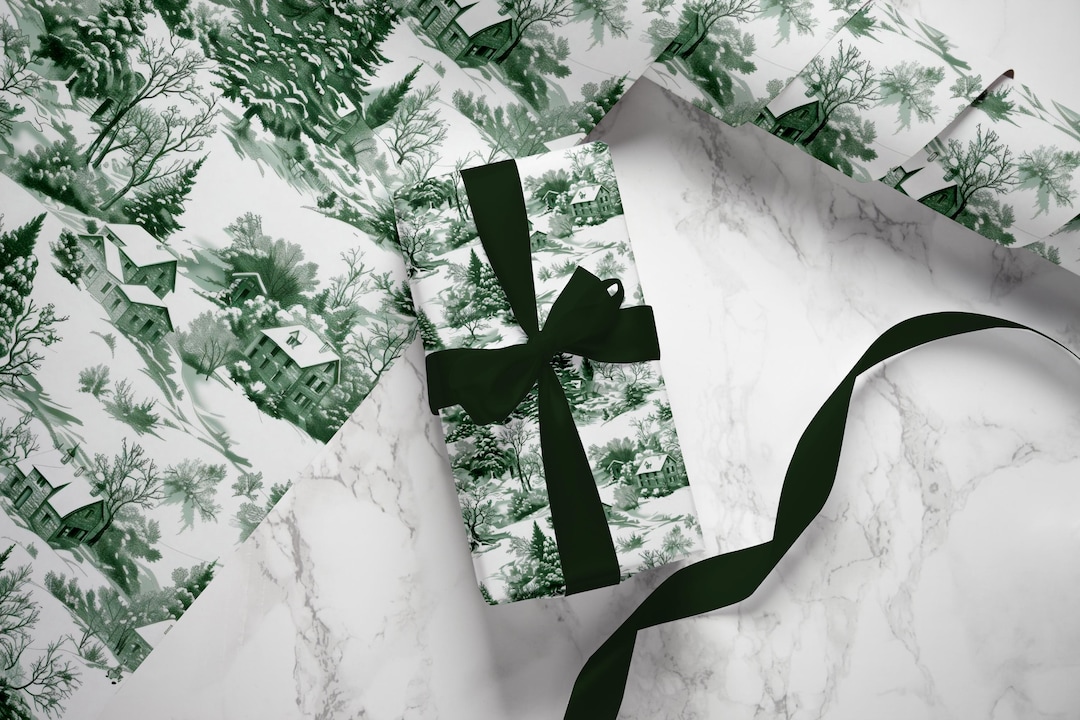 Green Toile Gift Wrap: Vintage French Holiday Wrapping Paper - Etsy