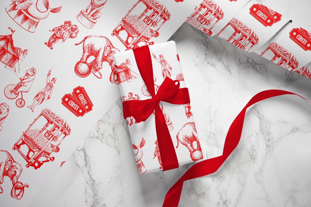 Vintage Circus Gift Wrap, Classic Circus Wrapping Paper, Retro Paper ...