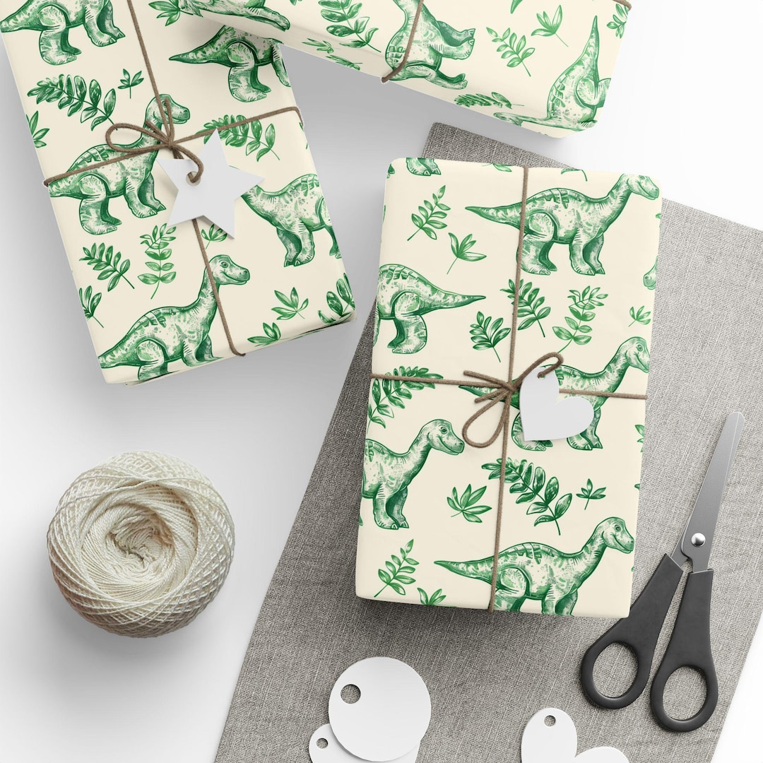 Dinosaur Wrapping Papers, Boys Toile Inspired Gift Wrap Roll, Kids ...