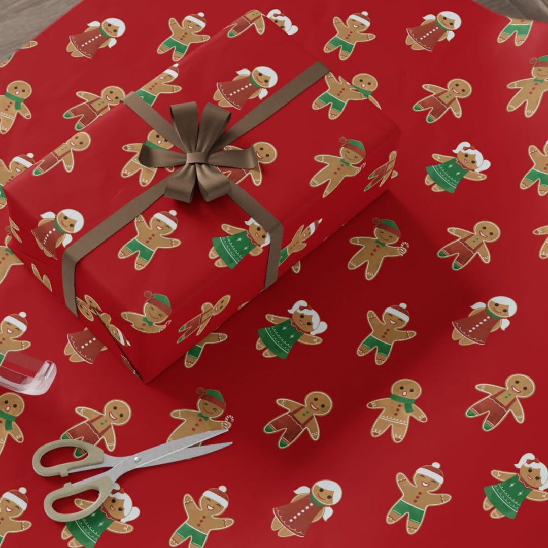 Gingerbread Man Wrapping Paper Roll, Christmas Gingerbread Man Gift ...