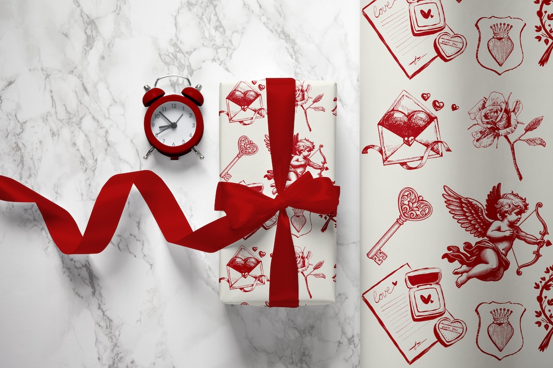 Vintage Love Letter Wrapping Paper: Cupid & Love Birds Design - Etsy