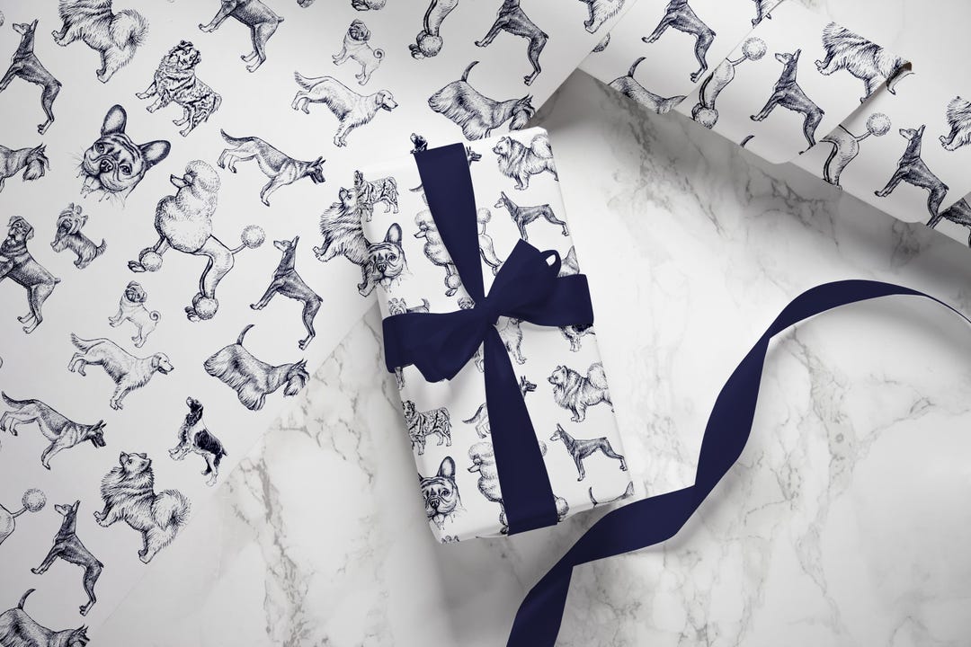 Elegant Toile Dog Wrapping Paper: High-definition Print - Etsy
