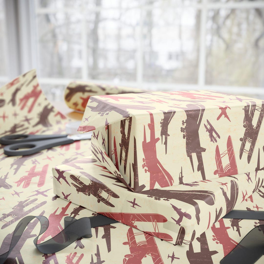 Vintage Airplane Wrapping Papers - Travel Themed Gift Wrap, Aviation ...
