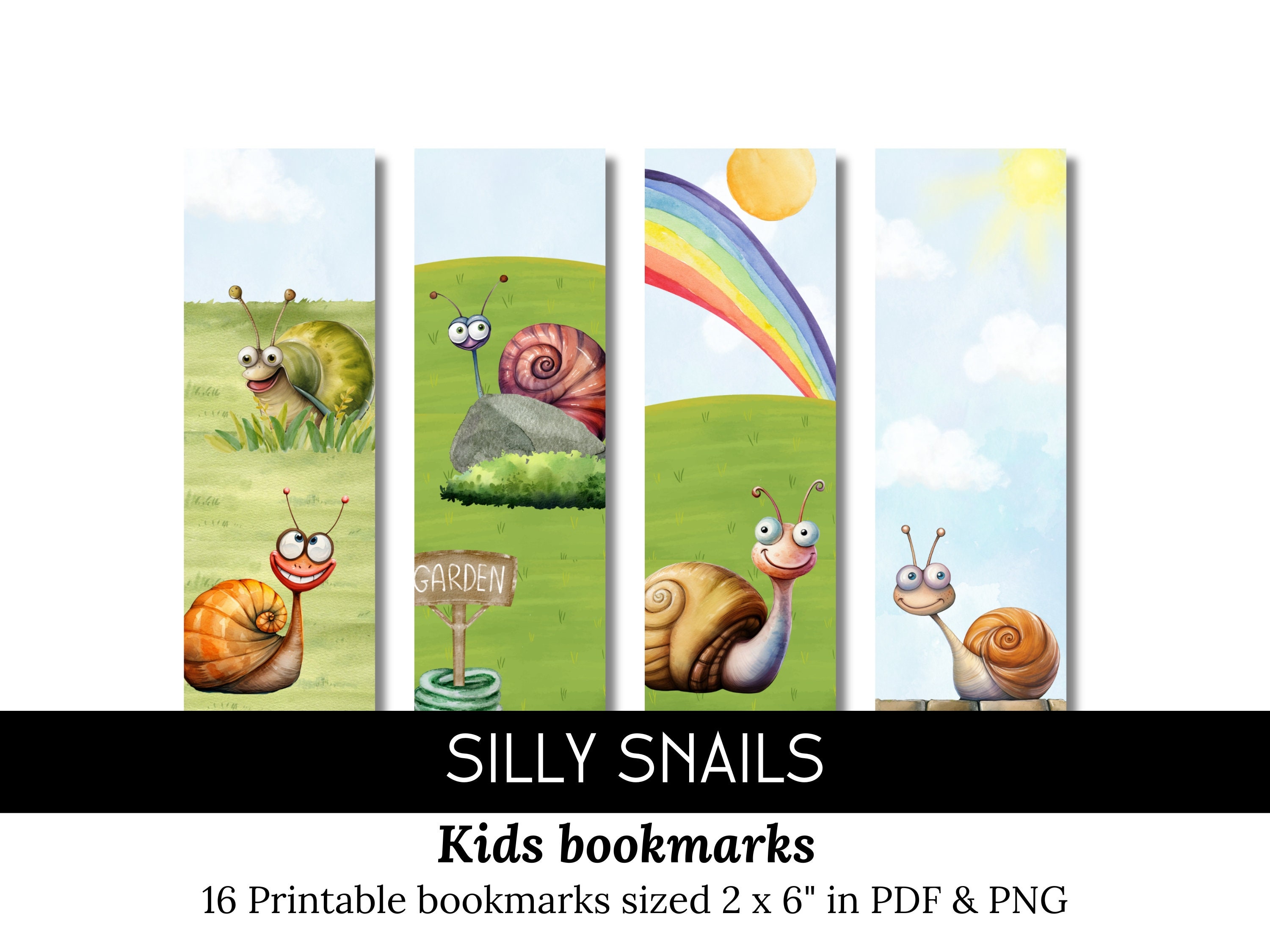 Silly Snails Bookmarks Quirky and Whimsical Bookmarks for Kids ...