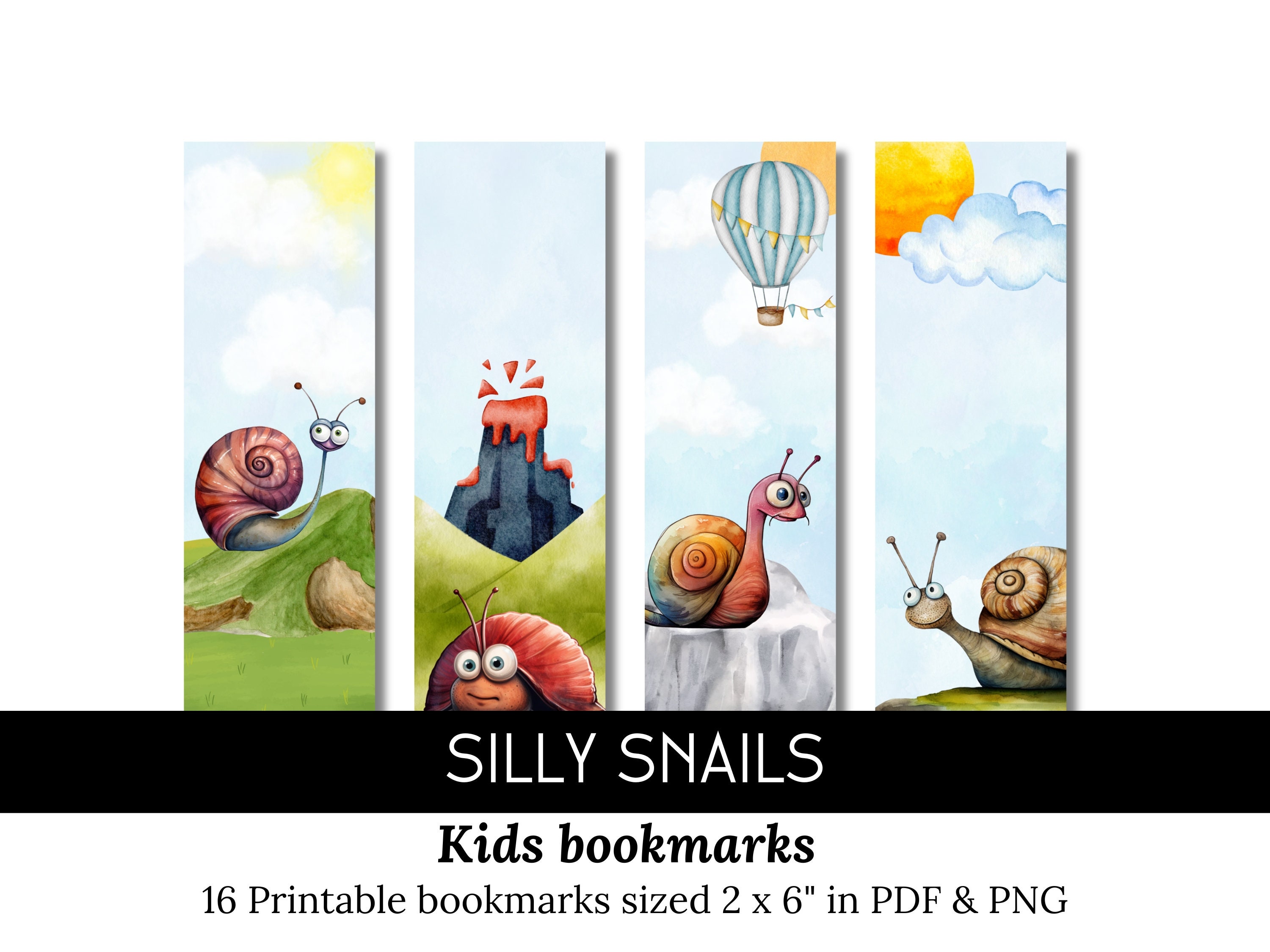 Silly Snails Bookmarks Quirky and Whimsical Bookmarks for Kids ...