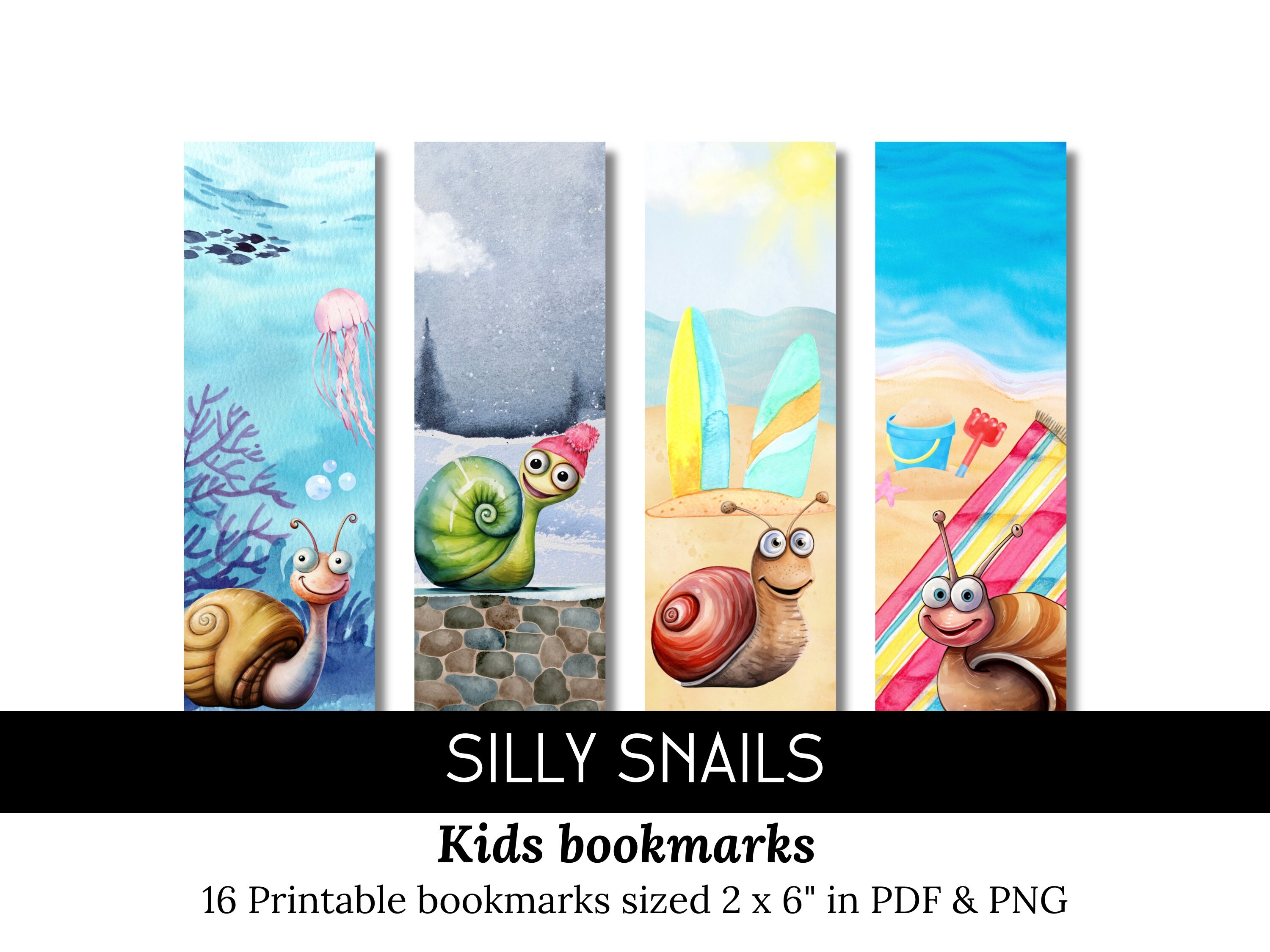 Silly Snails Bookmarks Quirky and Whimsical Bookmarks for Kids ...
