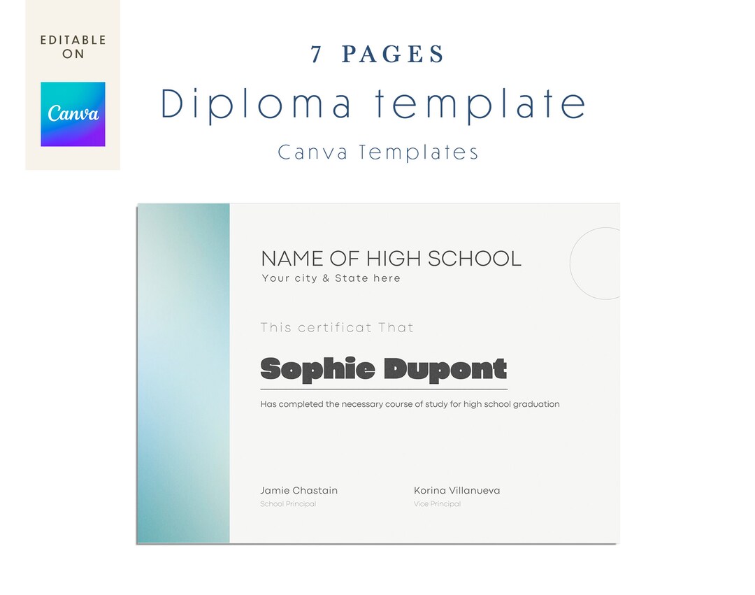 Home School Diploma, High School Diploma, Editable Template on Canva ...