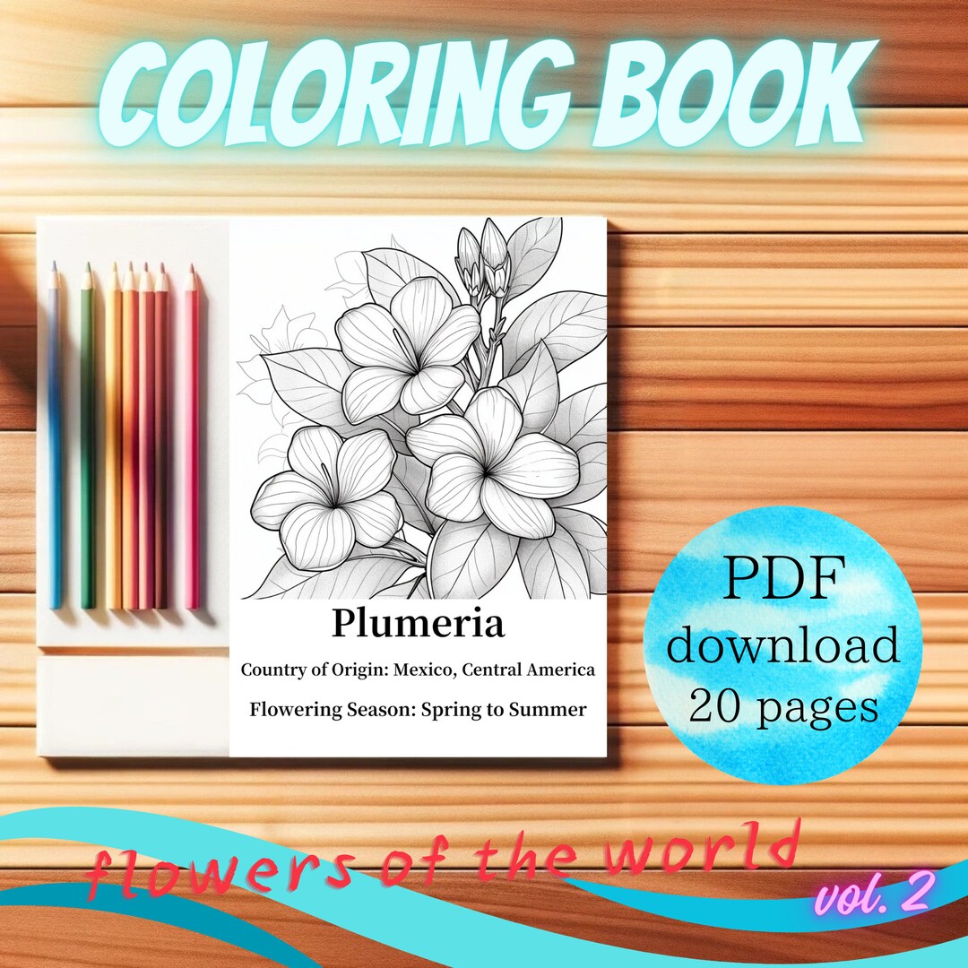 Coloring Book Flowers NURIE 20 Pages Flowers Coloring Book for Adults ...