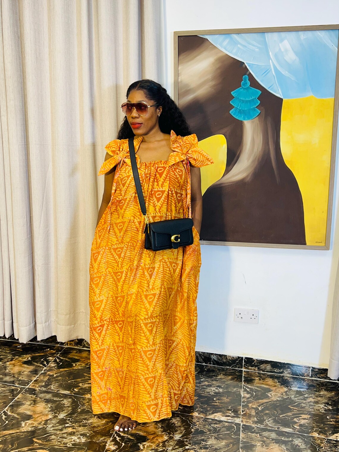 Adire Crepe Boubou Dress: African Tie-dye Kaftan - One Size - Etsy