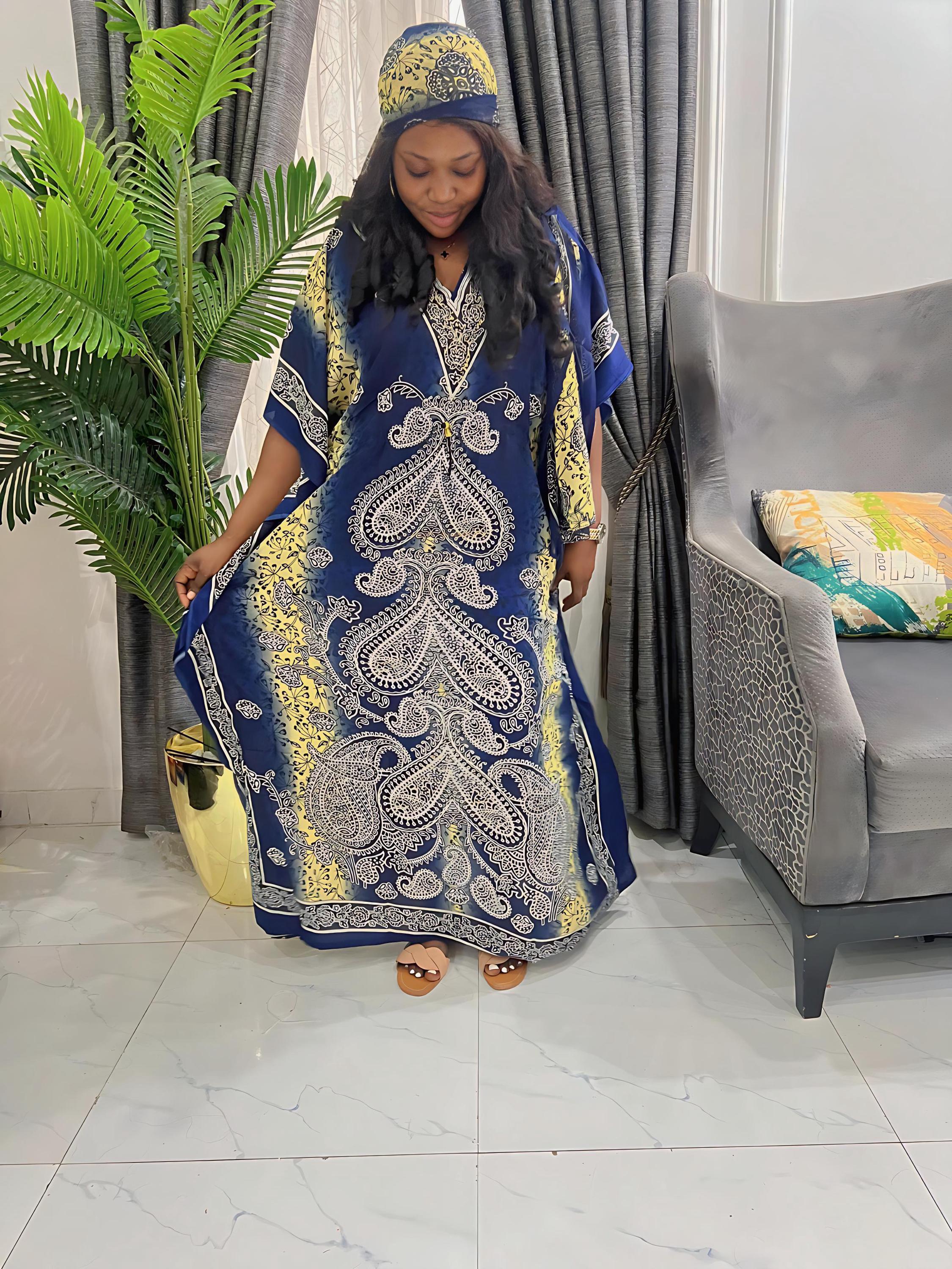 African Bubu Dress rich Aunty Bubu Women's Kaftan African Boubou Dress ...