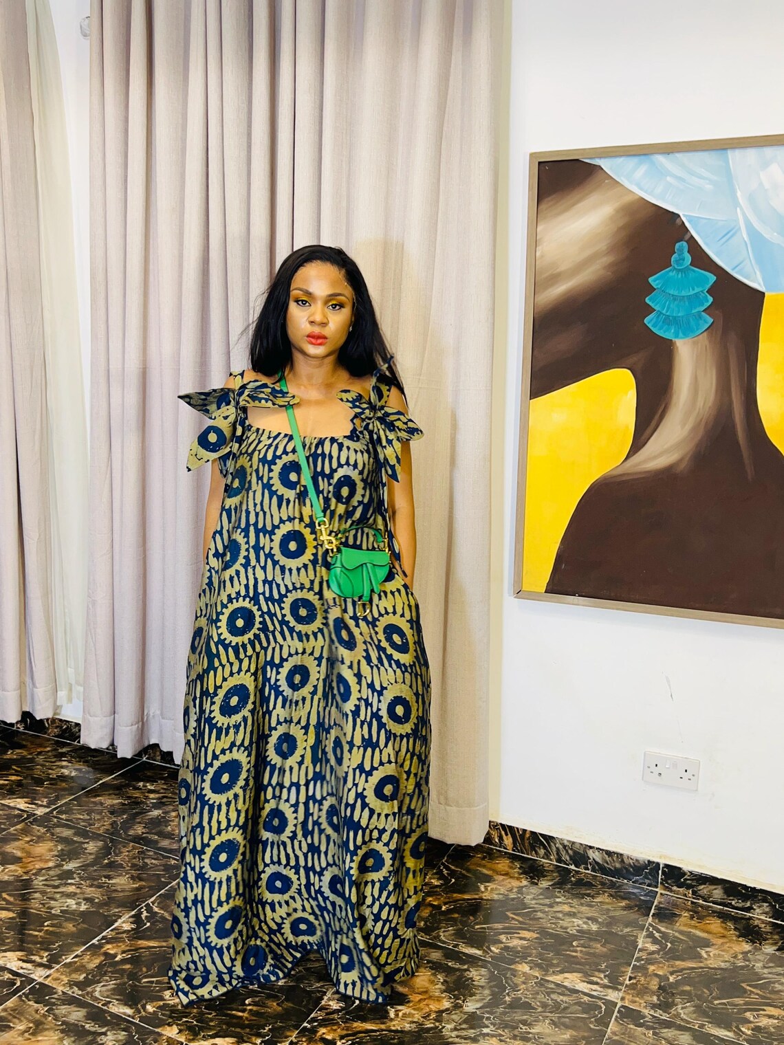 Adire Crepe Boubou Dress: African Tie-dye Kaftan - One Size - Etsy