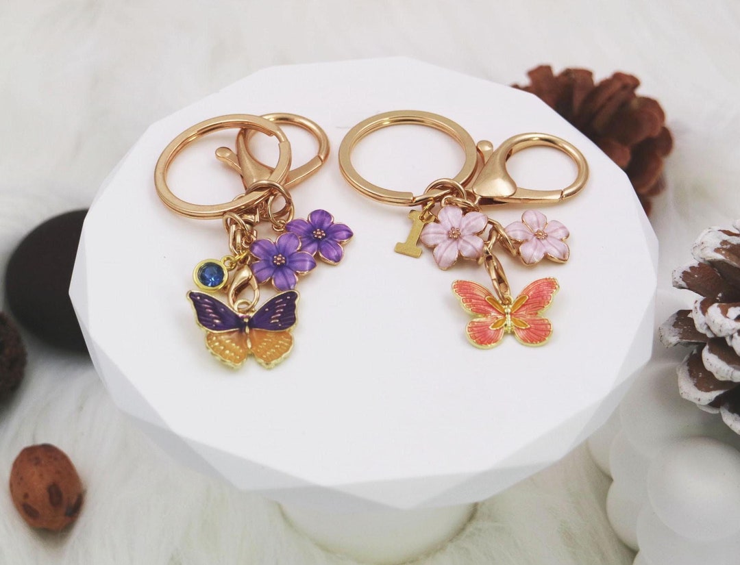 Flower Butterfly Exquisite Custom Key Chain, Flower Fairy Key Chain ...
