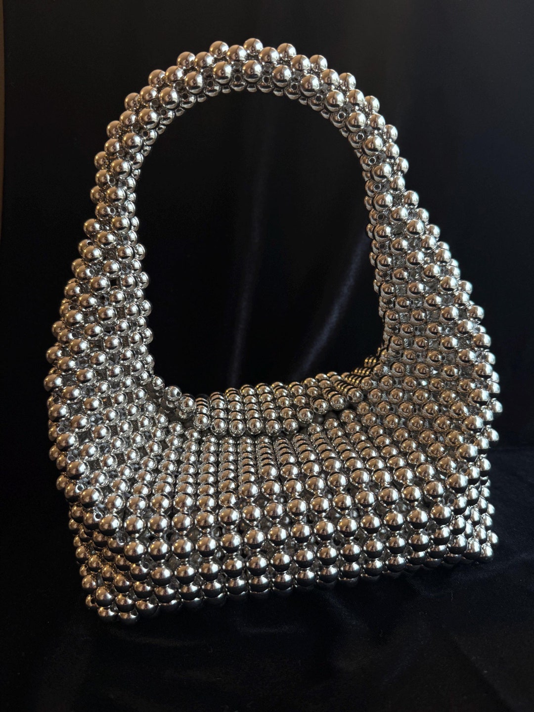 Beaded Bag in Silver Tone, Handmade Beaded Purse Perfect Gift for Her ...