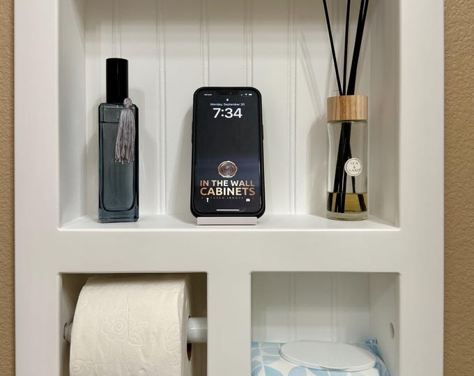 Recessed Double Toilet Paper and Wet Wipe Holder Built-in Bathroom ...