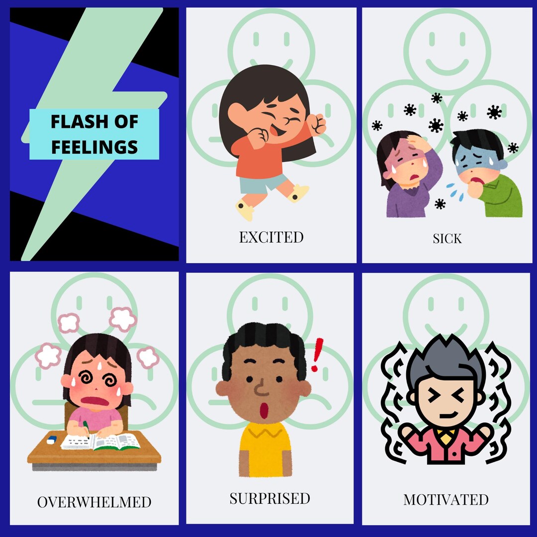 31 Animated Emotions Flashcards, Printable Feelings Flash Cards ...