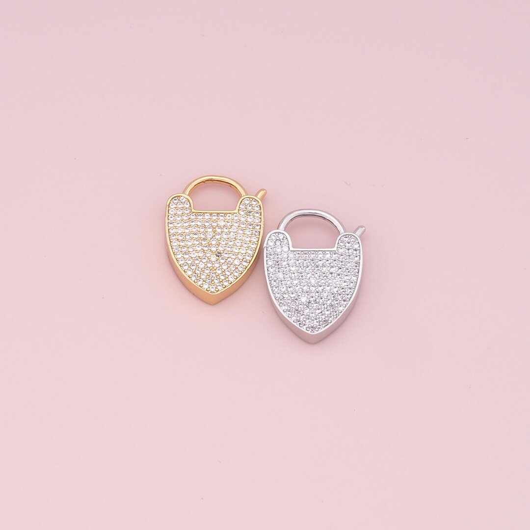 18K Gold Filled Heart Shaped Padlock Clasp,working Open Close Clasp ...