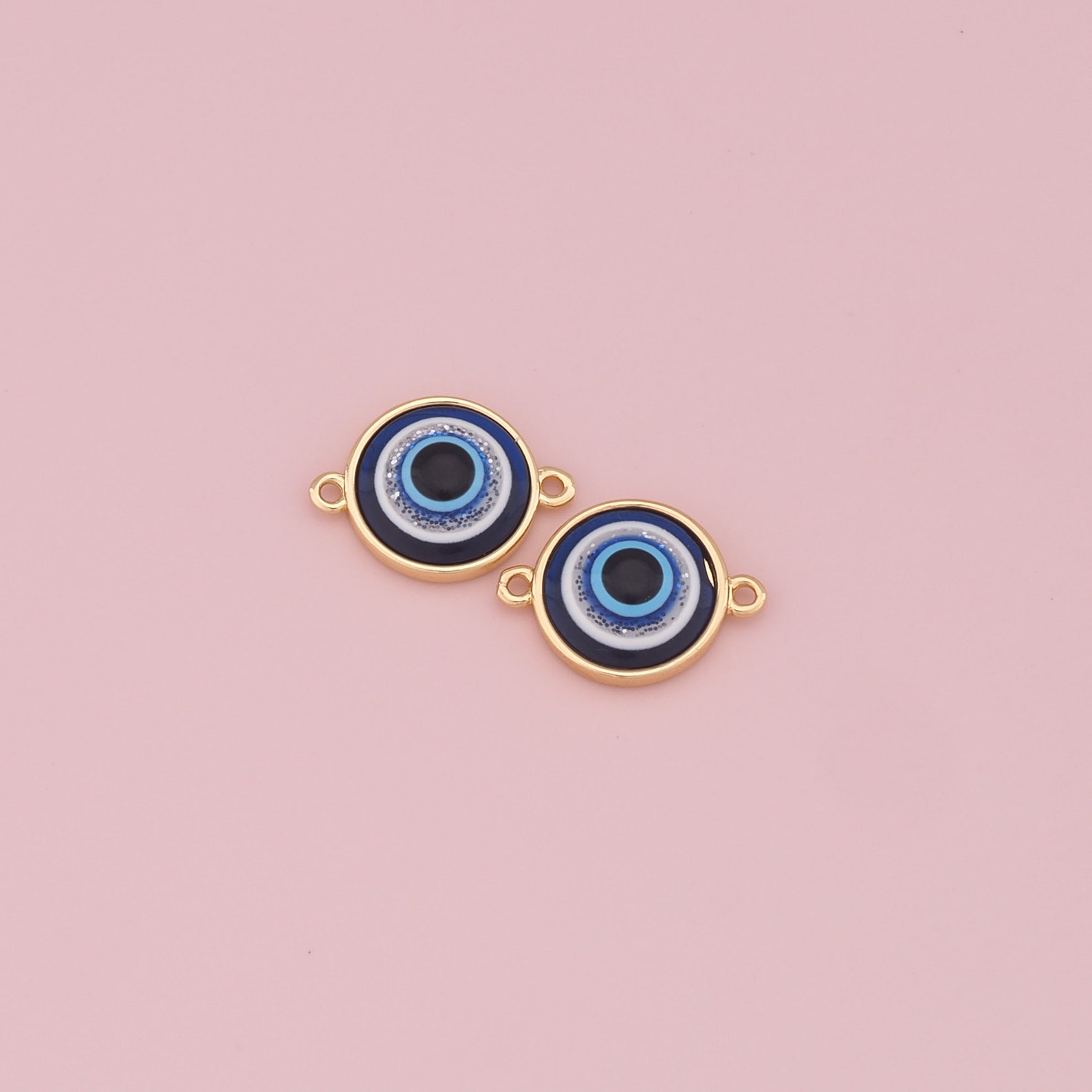 18K Gold Filled Round Evil Eye Pendant,evil Eye Charm Bracelet Necklace ...