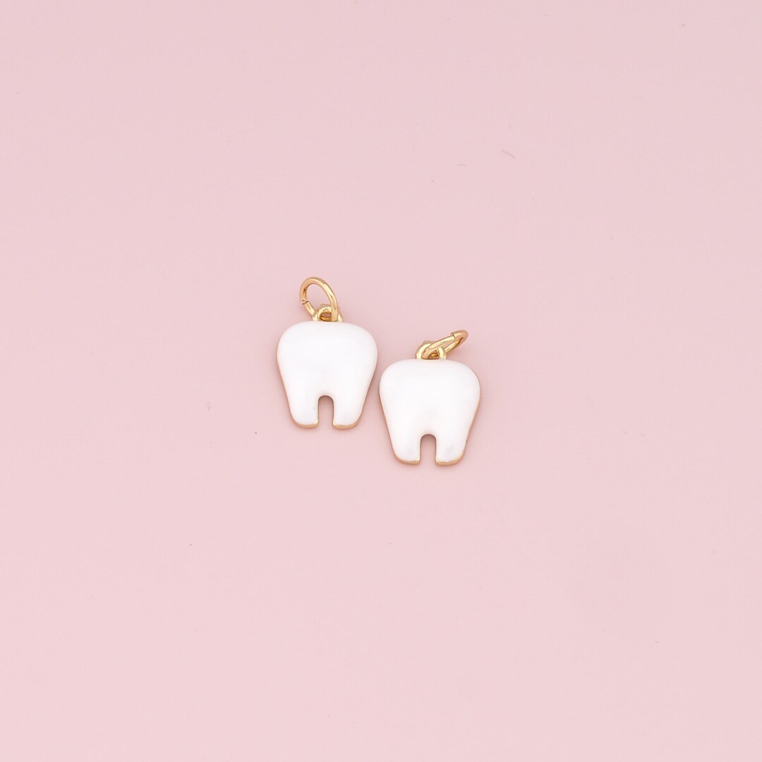 Gold Enamel Teeth Charms,18k Gold Filled Teeth Pendant,teeth Charm ...
