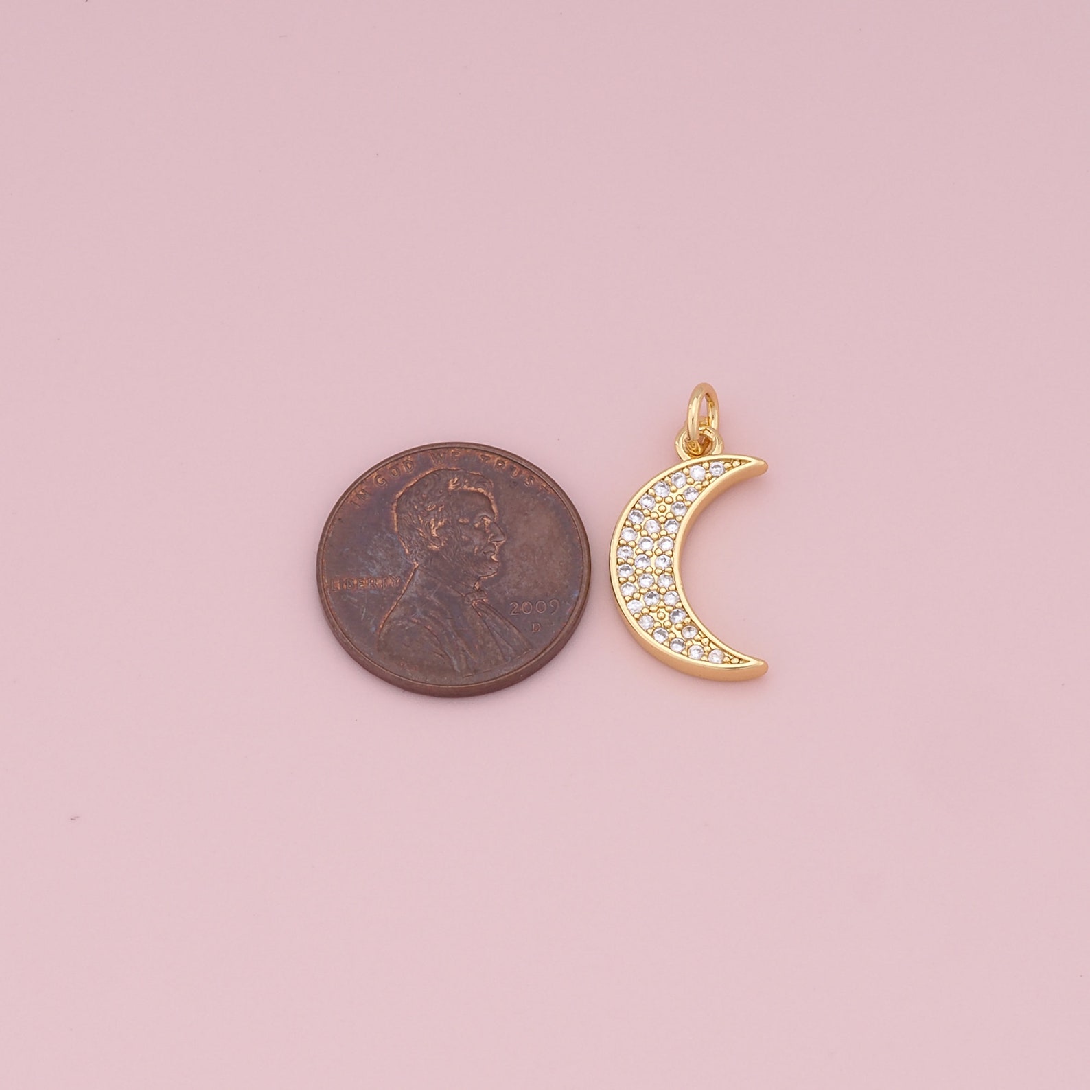 Gold Moon Charms,18k Gold Filled CZ Micro Pave Moon Pendant,celestial ...