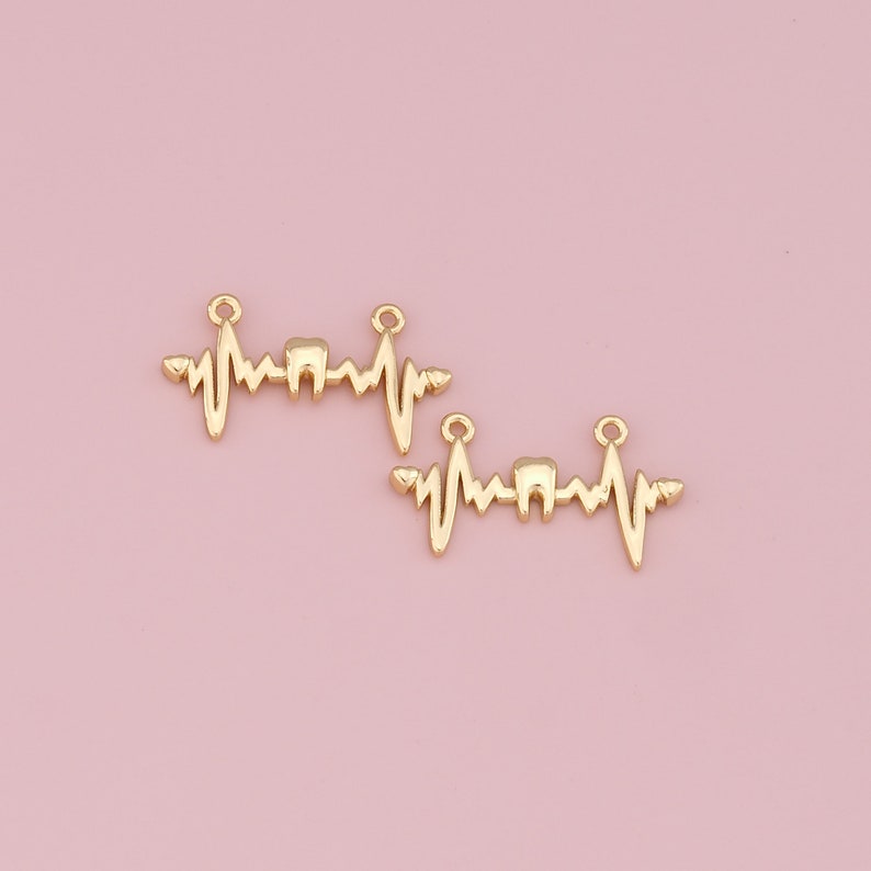 Gold Electrocardiogram ECG Charms,18k Gold Filled Electrocardiogram ...