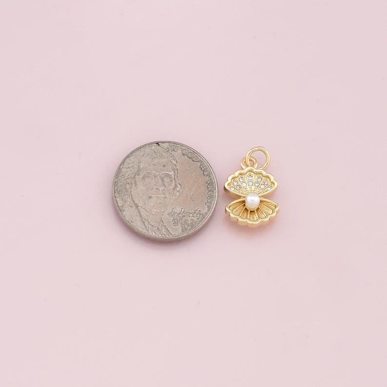 18K Gold Filled Shell Pendant,cz Micro Pave Shell Charm Bracelet ...