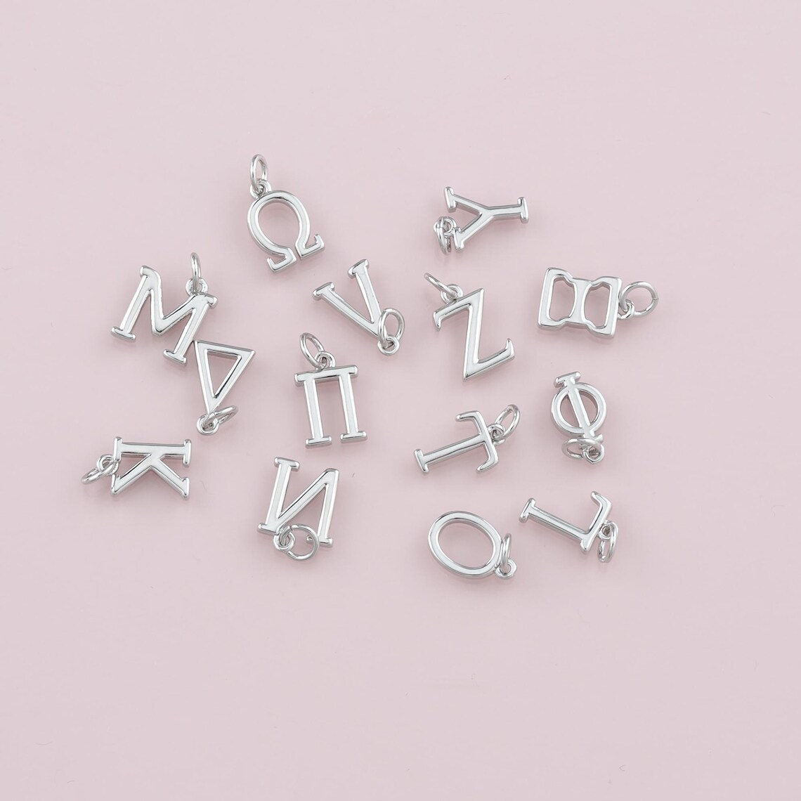 Gold Letter Charms,18k Gold Filled Greek Alphabet Letter Pendant,pearl ...
