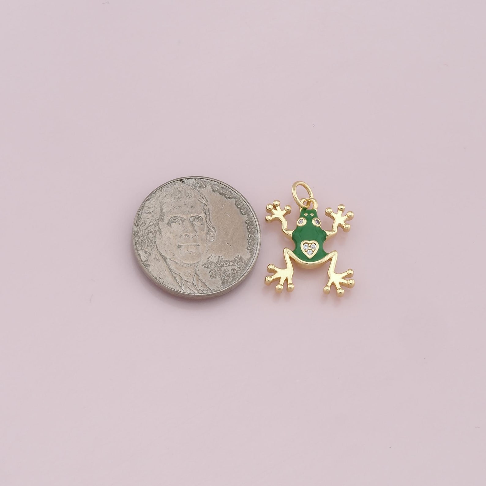 18K Gold Filled Frog Pendant,green Frog Charm Bracelet Necklace for DIY ...