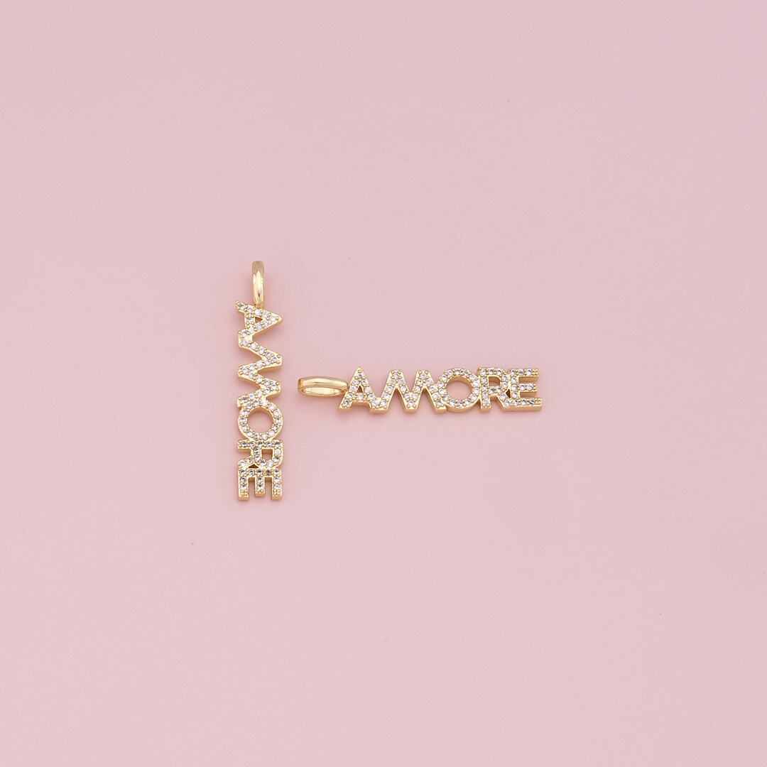 18K Gold Filled Amore Pendant,cz Micro Pave Amore Charm Bracelet ...